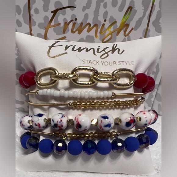 Erimish | Jewelry | Brand New Ermish Bracelets 6 Pc Stack Red White ...